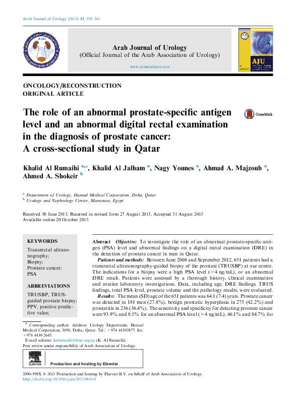 (PDF) The role of an abnormal prostate-specific antigen level and an ...