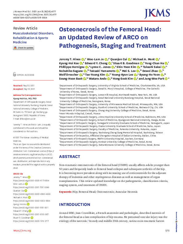 (PDF) Osteonecrosis of the Femoral Head: an Updated Review of ARCO on ...