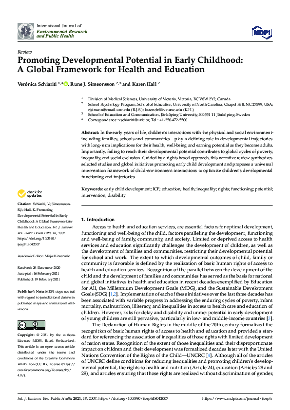 (PDF) Promoting Developmental Potential in Early Childhood: A Global ...