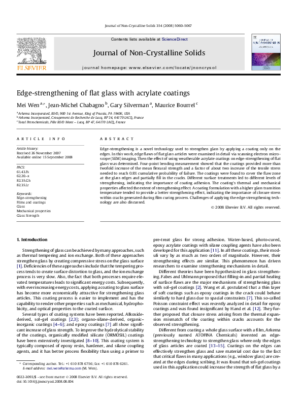(PDF) Edge-strengthening of flat glass with acrylate coatings