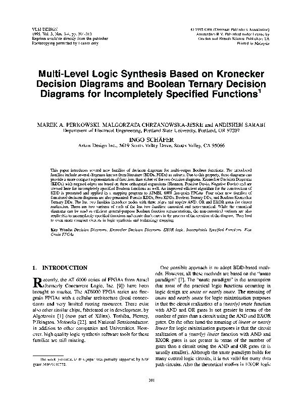 (PDF) Multi-Level Logic Synthesis Based on Kronecker Decision Diagrams and Boolean Ternary ...