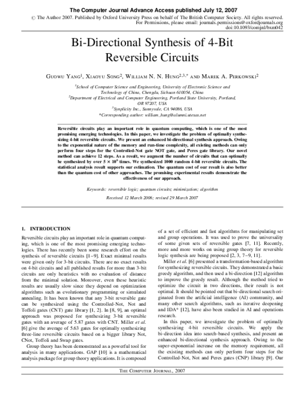 Bi-Directional Synthesis of 4-Bit Reversible Circuits