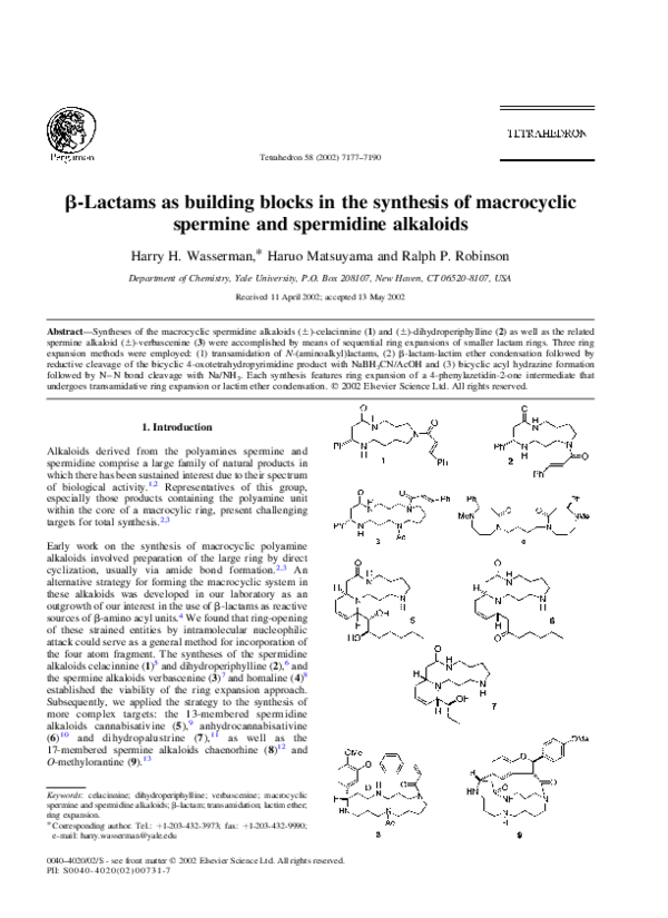 (PDF) β-Lactams as building blocks in the synthesis of macrocyclic ...