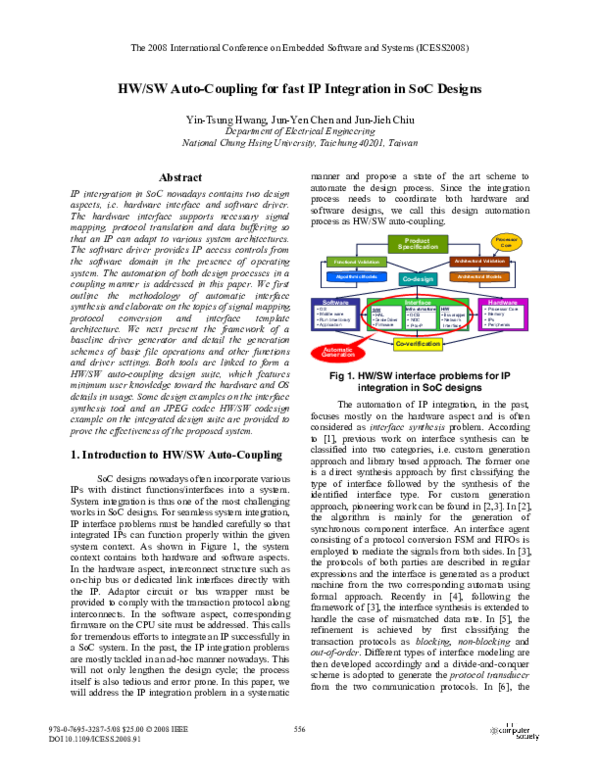 (PDF) HW/SW Auto-Coupling for Fast IP Integration in SoC Designs