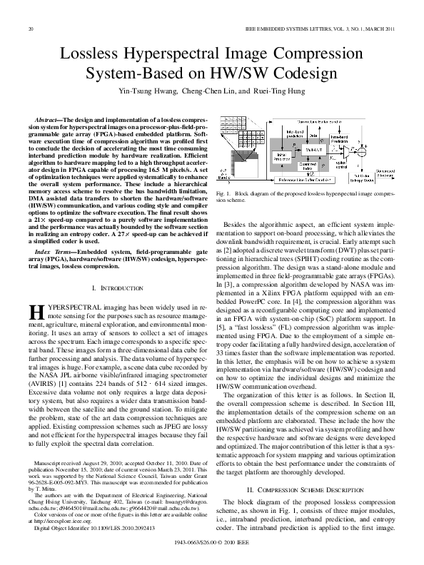 (PDF) Lossless Hyperspectral Image Compression System-Based on HW/SW Codesign