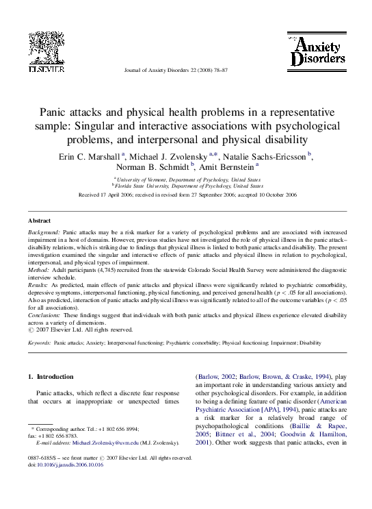 (PDF) Panic attacks and physical health problems in a representative ...