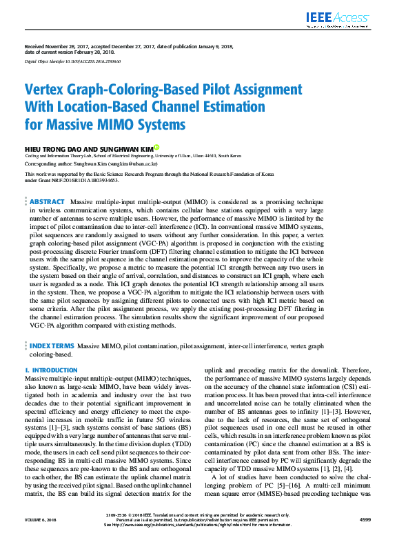 (PDF) Vertex Graph-Coloring-Based Pilot Assignment With Location-Based ...