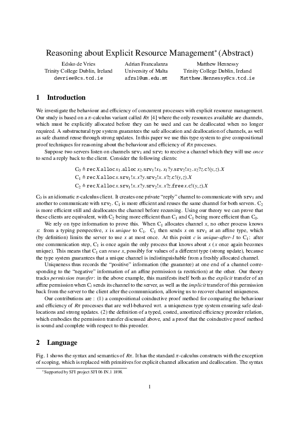 (PDF) Reasoning about Explicit Resource Management
