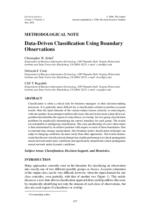 (PDF) Data-Driven Classification Using Boundary Observations