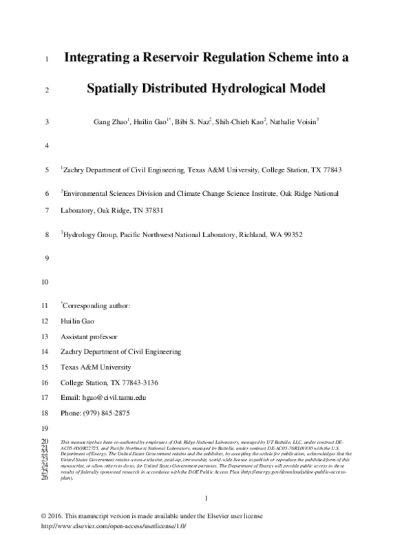 (PDF) Integrating a reservoir regulation scheme into a spatially ...