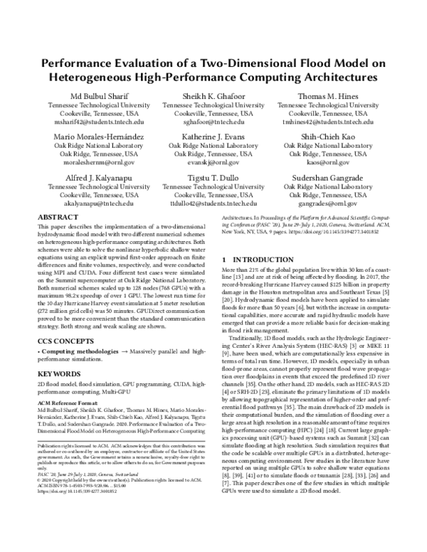 (PDF) Performance Evaluation of a Two-Dimensional Flood Model on Heterogeneous High-Performance ...