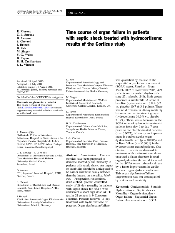 (PDF) Time course of organ failure in patients with septic shock ...