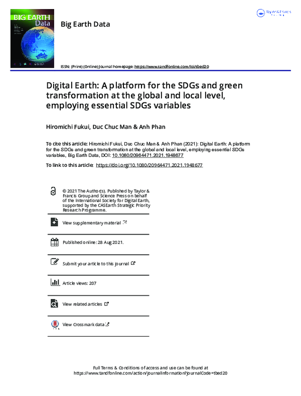 (PDF) Digital Earth: A platform for the SDGs and green transformation ...