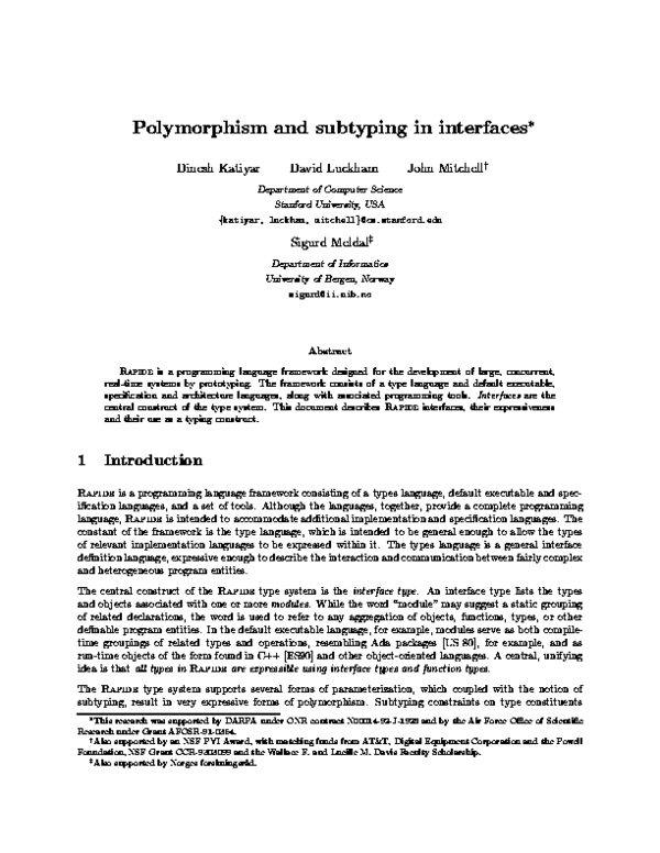 (PDF) Polymorphism and Subtyping in Interfaces