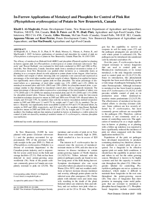 (PDF) In-Furrow Applications of Metalaxyl and Phosphite for Control of ...