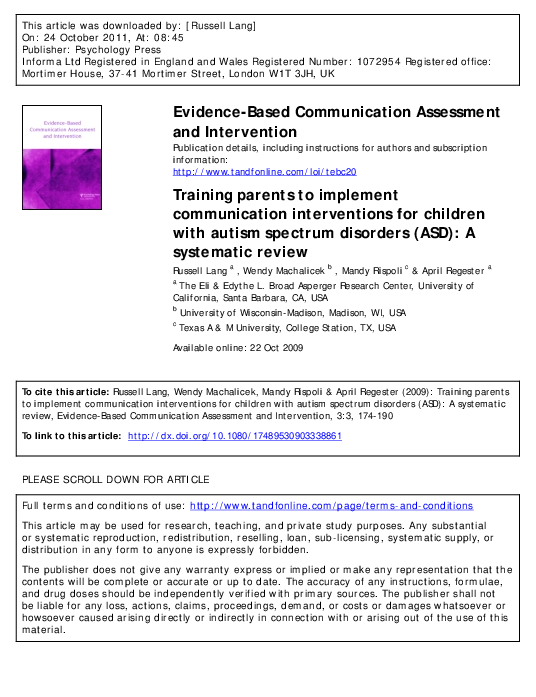 (PDF) Training parents to implement communication interventions for children with autism ...