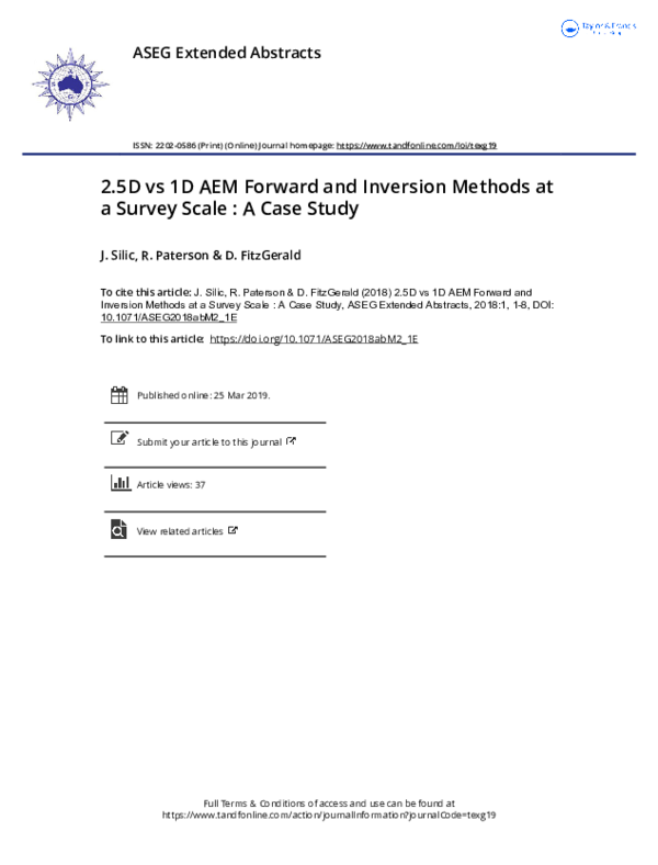 (PDF) 2.5D vs 1D AEM Forward and Inversion Methods at a Survey Scale ...