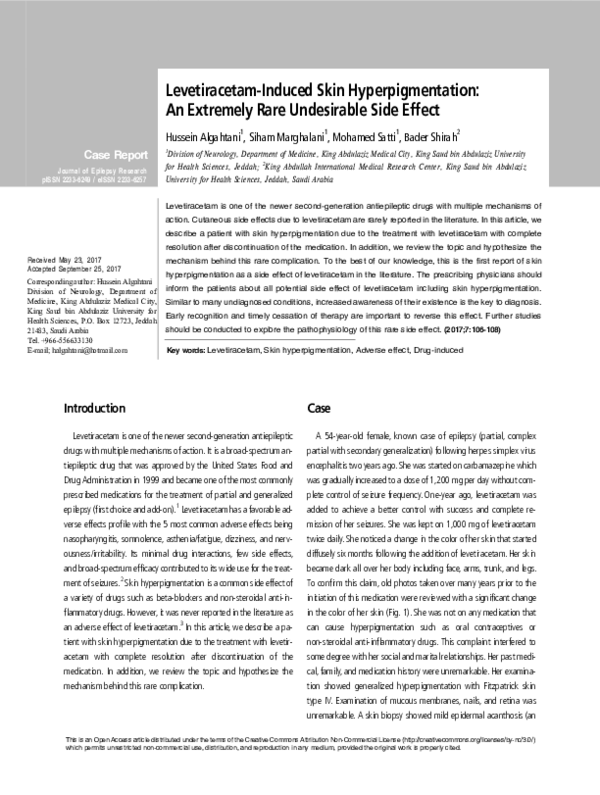 (PDF) Levetiracetam-Induced Skin Hyperpigmentation: An Extremely Rare ...