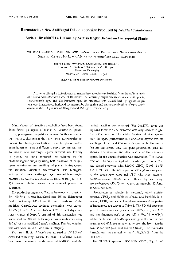 (PDF) Haematocin, a New Antifungal Diketopiperazine Produced by Nectria ...