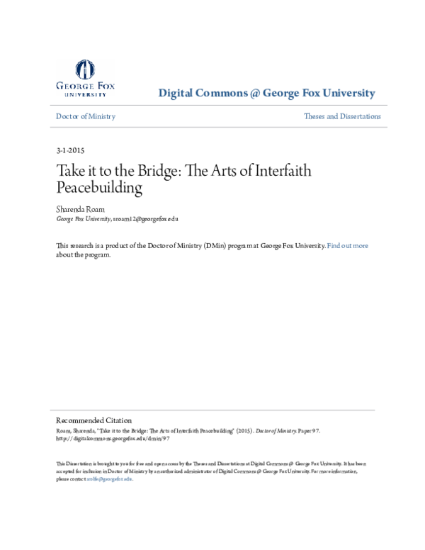 (PDF) Take it to the Bridge: The Arts of Interfaith Peacebuilding