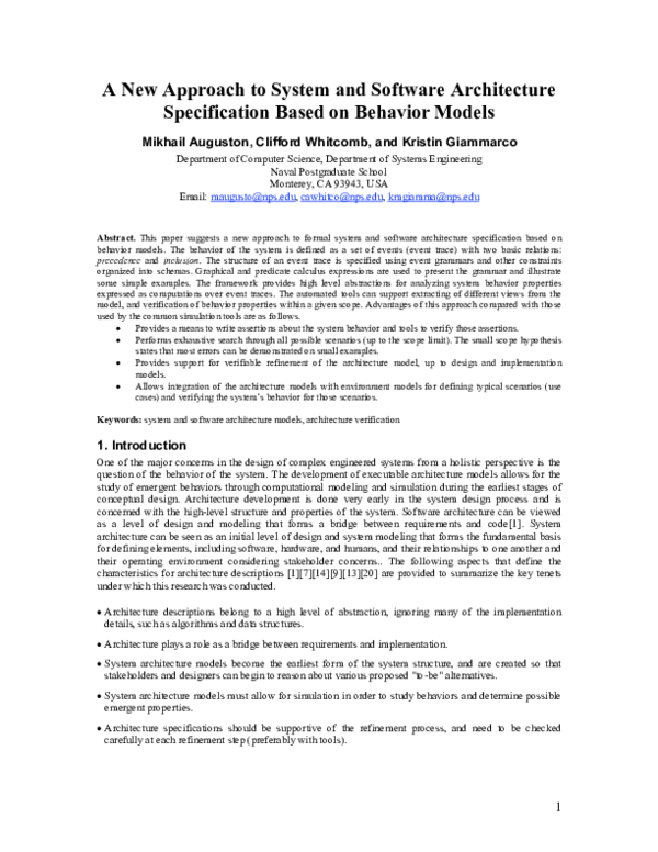(PDF) A new approach to system and software architecture specification ...