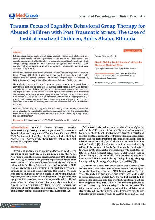 (PDF) Trauma Focused Cognitive Behavioral Group Therapy for Abused ...