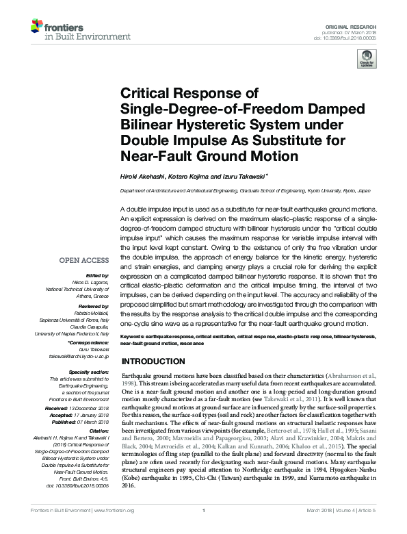(PDF) Critical Response of Single-Degree-of-Freedom Damped Bilinear ...