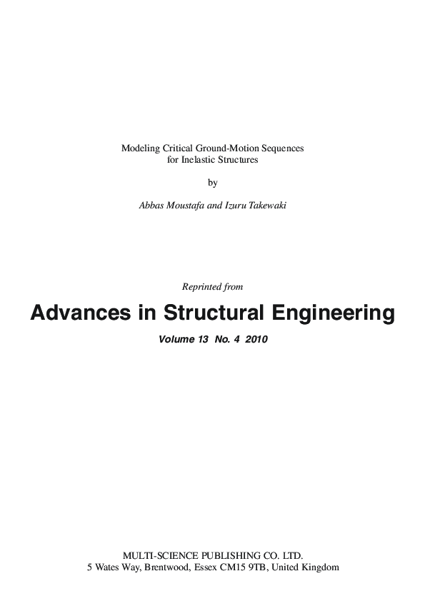(PDF) Modeling Critical Ground-Motion Sequences for Inelastic Structures | Izuru Takewaki ...