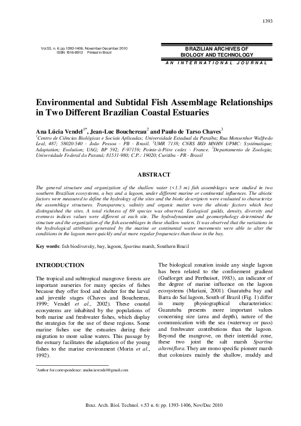 (PDF) Environmental and subtidal fish assemblage relationships in two ...