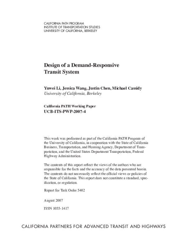 (PDF) Design of a Demand-Responsive Transit System