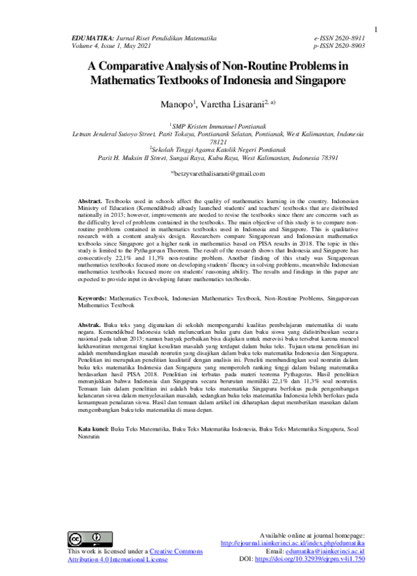 (PDF) Comparative Analysis of Non-Routine Problems in Mathematics ...