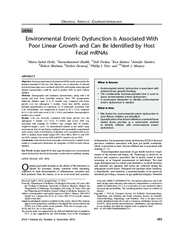(PDF) Environmental Enteric Dysfunction is Associated with Poor Linear ...