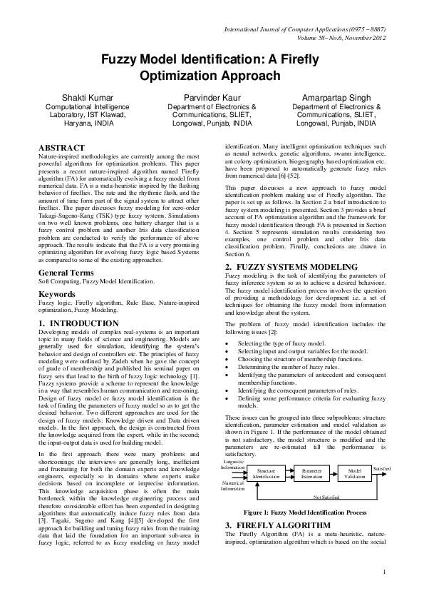 (PDF) Fuzzy Model Identification: A Firefly Optimization Approach