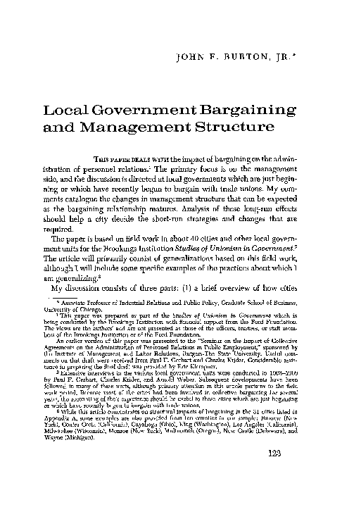 (PDF) Local Government Bargaining and Management Structure