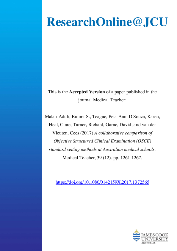 Pdf Comparing Osce Standard Setting Methods In Australia