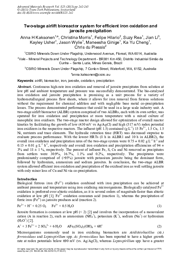 (PDF) Two-Stage Airlift Bioreactor System for Efficient Iron Oxidation ...