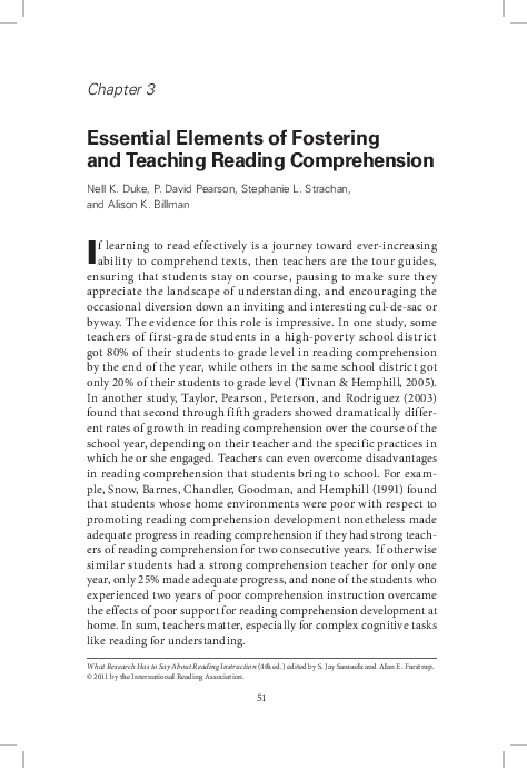 (PDF) Essential Elements of Fostering and Teaching Reading Comprehension