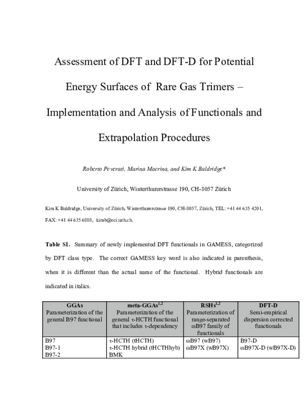 (PDF) Assessment of DFT and DFT-D for Potential Energy Surfaces of Rare ...