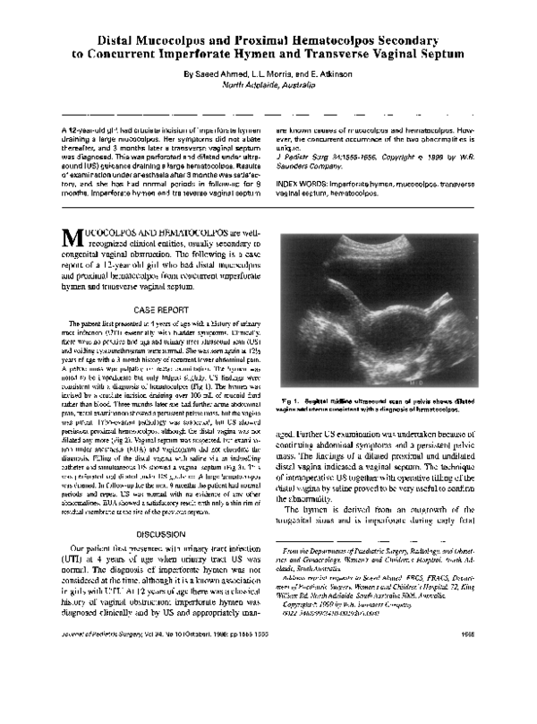 (PDF) Distal mucocolpos and proximal hematocolpos secondary to ...