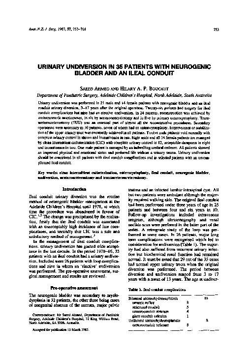 (PDF) Urinary Undiversion in 35 Patients with Neurogenic Bladder and an ...