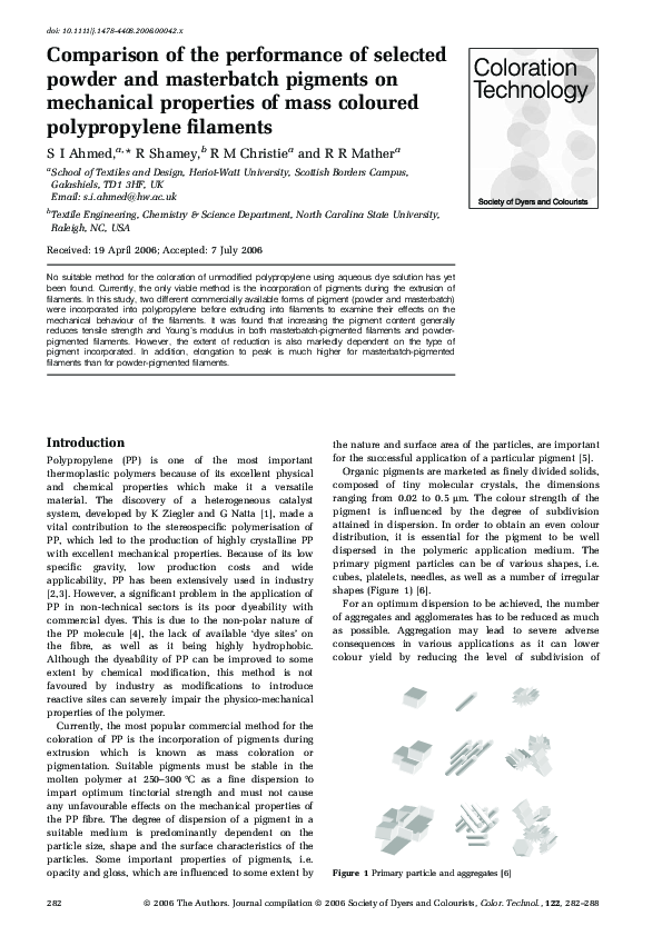 (PDF) Comparison of the performance of selected powder and masterbatch ...