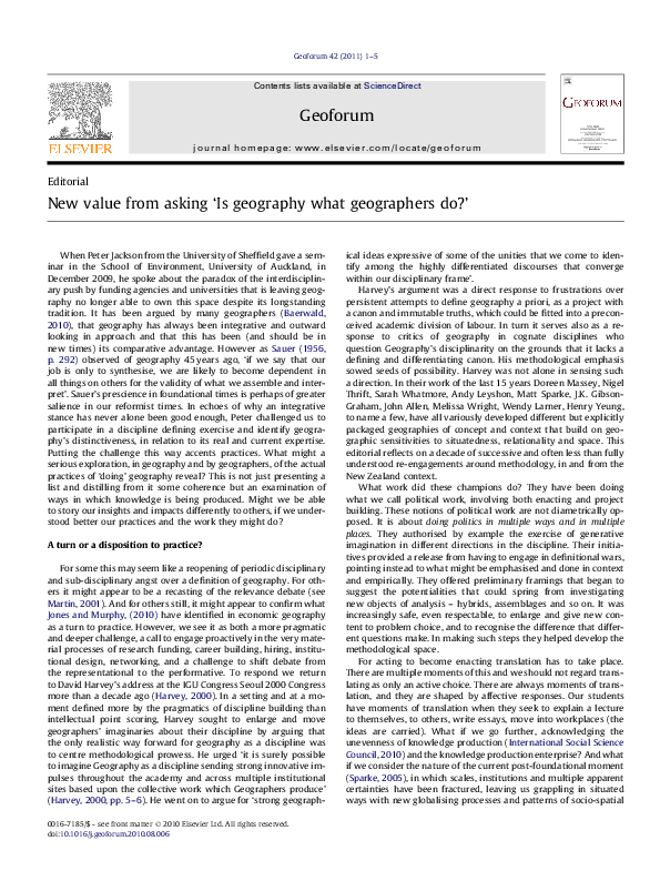 (PDF) New value from asking ‘Is geography what geographers do?’