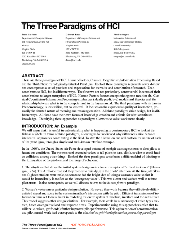 (PDF) The three paradigms of HCI