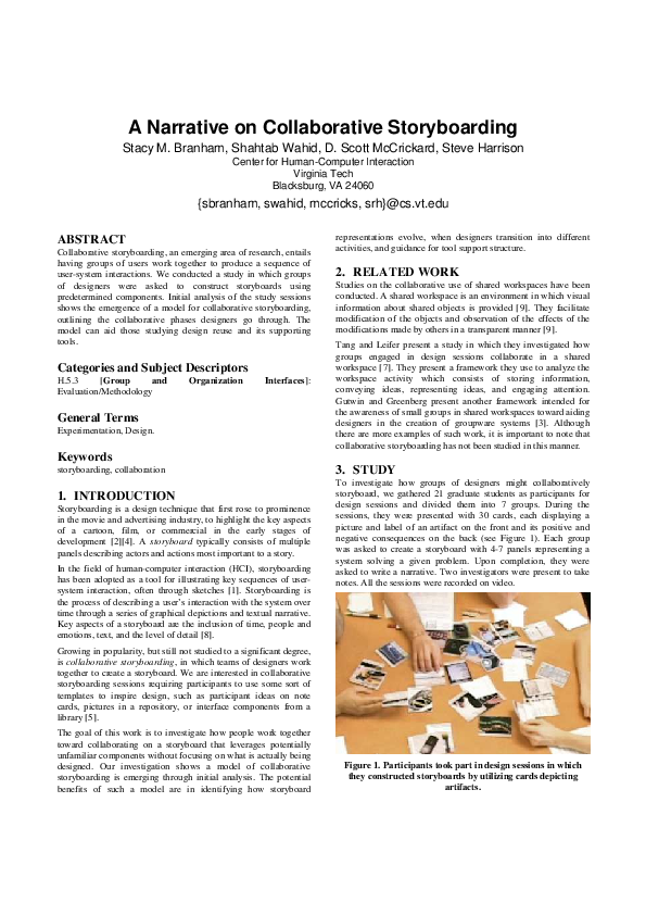 (PDF) A Narrative on Collaborative Storyboarding
