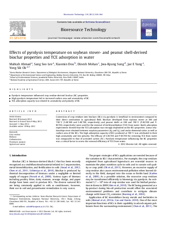 (PDF) Effects of pyrolysis temperature on soybean stover- and peanut ...