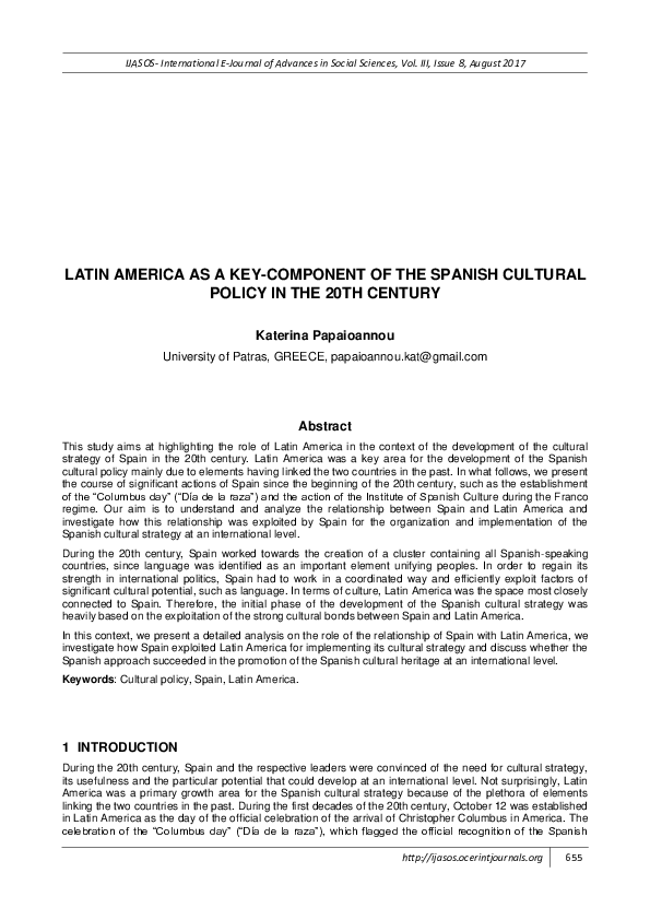 (PDF) Latin America as a Key-Component of the Spanish Cultural Policy ...