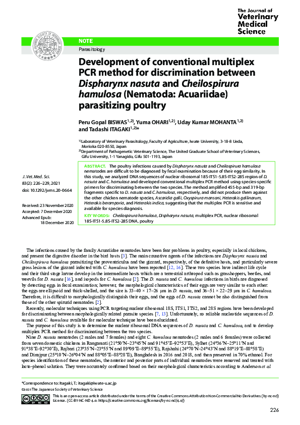 (PDF) Development of conventional multiplex PCR method for ...