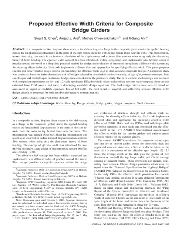 (PDF) Proposed Effective Width Criteria for Composite Bridge Girders
