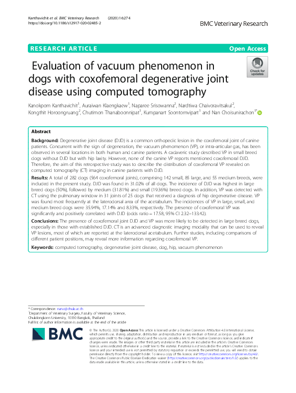 (PDF) Radiographic Evaluation of Coxofemoral Joint Laxity in Dogs Part ...