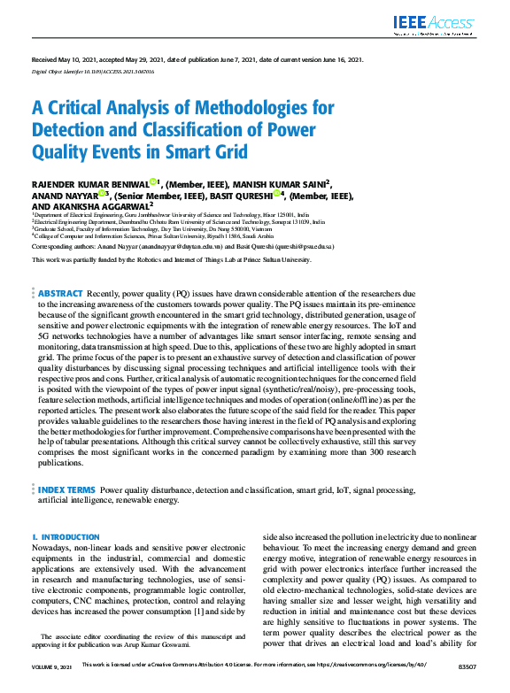 Pdf A Critical Analysis Of Methodologies For Detection And Classification Of Power Quality